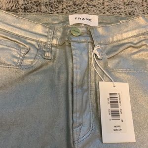 Frame Denim | Jeans | Frame Silver Coated Ali High Rise Metallic Skinny ...